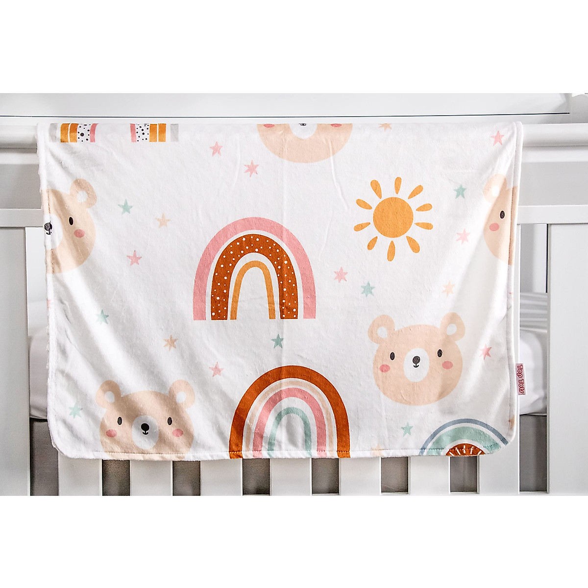 Top Tots Deluxe Minky Baby Blanket - Angel Wings, 40 x 29 Inch White