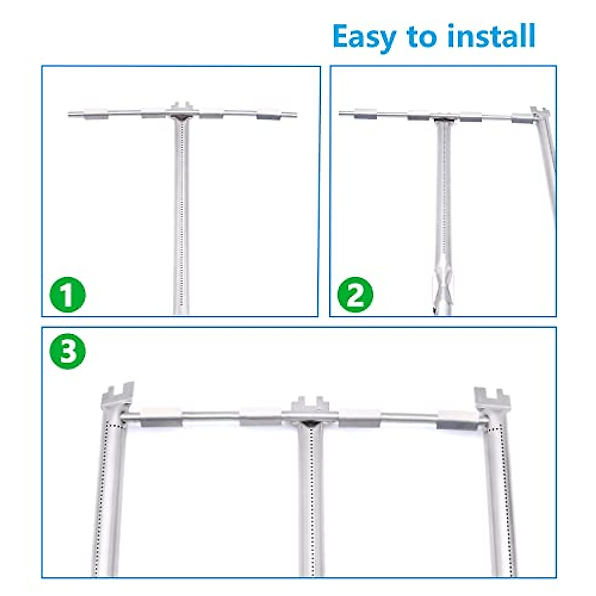 GasSaf 18 inch Burner Tube Set Replacement for Weber 69787, Spirit 300 E310 E320 E330 S310 S320 S330 Series Gas Grills with Up-Front Controls(2013 & Newer), 304 Stainless Steel Durable Burner Tube