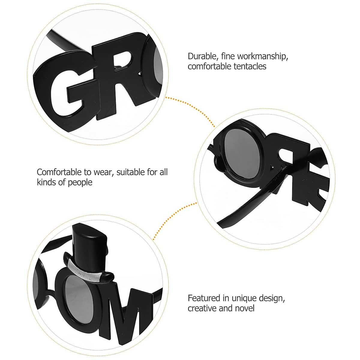 NUOBESTY Groom and Bride Eyeglasses Decorative Bachelor Party Eyeglasses Bachelorette and Bridal Shower Decorations for Party Photo Props, 2pcs