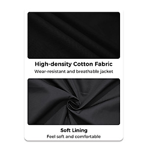 WenVen Men's Casual Lightweight Safari Jacket Cotton Windbreaker (Black, L)