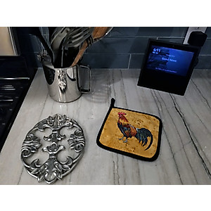 Caroline's Treasures 8651PTHD Rooster Pair of Pot Holders Kitchen Heat Resistant Pot Holders Sets Oven Hot Pads for Cooking Baking BBQ, 7 1/2 x 7 1/2