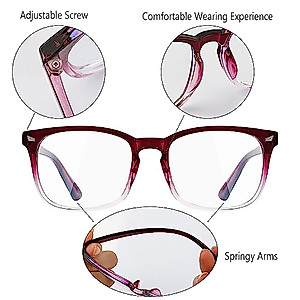 Blue Light Blocking Glasses, 2 Pack Blue Light Glasses Men, Blue Light Glasses For Women Computer Reading Gaming TV Phones Eyeglasses Clear Lens Bluelight Glasses Anti Eyestrain UV Glare Purple+Clear