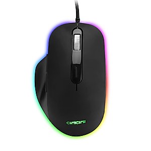 Gaming Mouse Wired, 6 Programmable Buttons, 7 Mode RGB Backlit, 200-7200 DPI Adjustable, High-Performance Gaming Mouse PC Laptop Mac Computer Gaming Mice, Black
