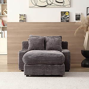 roomfitters Modern Luxury Sofa Couch for Living Room - Quality Corduroy Upholstery Sleeper Sofa Bed Daybed (Grey)