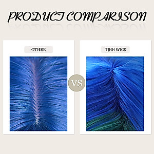 7JHH WIGS Long Wavy Costume Wigs Cosplay Mermaid wig for Women Halloween Party Used High Temperature Heat Resistant Fiber Natural Hairline Cos I Love Lucy Wig (28in, Blue Purple Mermaid Ombre Wig)