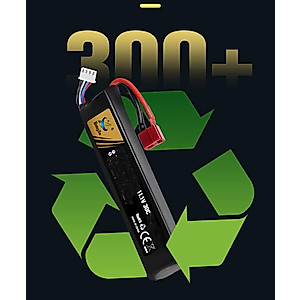 30C 11.1v lipo Battery Airsoft T Plug Connector with USB Charger T Plug to Mini Tamiya Cable Compatible with Airsoft Gel Water Bead Blaster Rechargeable Batteries Gel Blaster Accessories 2 Pack