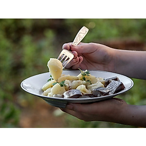 Unique Complete Messware Kit Polished Stainless Steel Dishes Set| Tableware| Dinnerware| Camping| Includes - Cups | Plates| Bowls| Cutlery| Comes in Mesh Bags (Single Person Green)