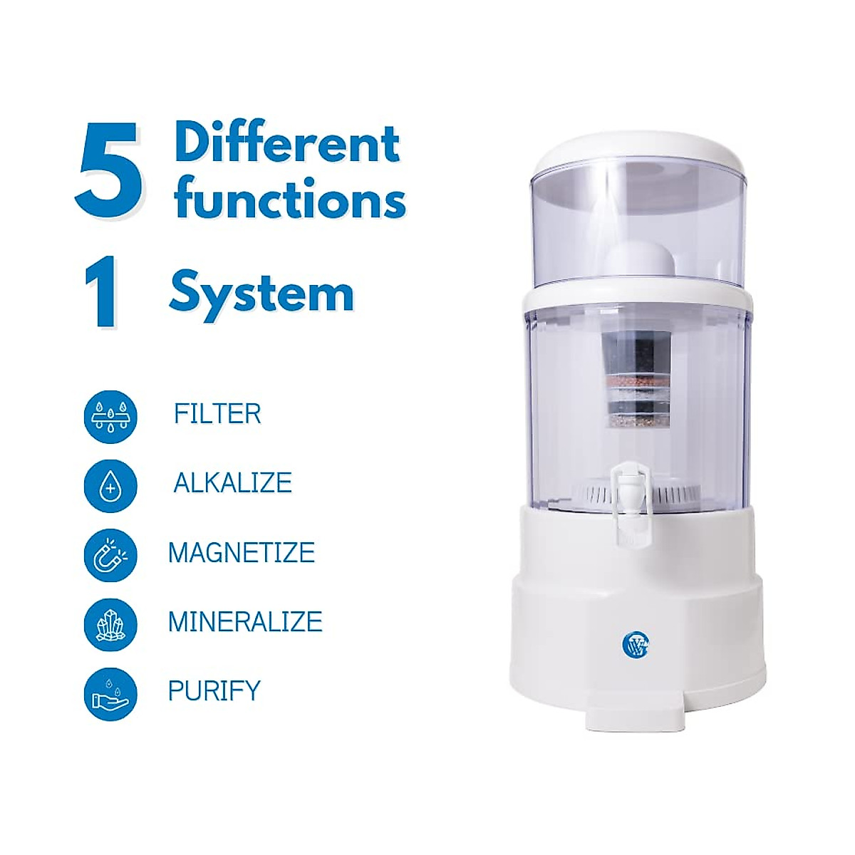 VG Water Mineral Purifier System Filter| Capacity 22 LTS. | at Home Water Filter That Purifies Water, for Drinking Water Dispenser| Countertop Alkaline and Mineral Water Filter