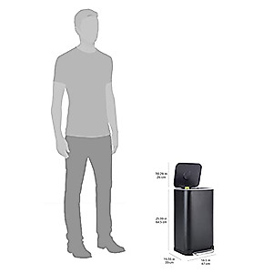 Amazon Basics 32 Liter / 8.5 Gallon Soft-Close Metal Trash Can with Liner and Foot Pedal - Black