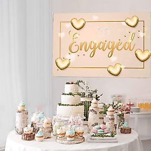 PAKBOOM Engaged Backdrop Banner - Engagement Bridal Shower Party Decorations Supplies - 3.9 x 5.9ft Gold
