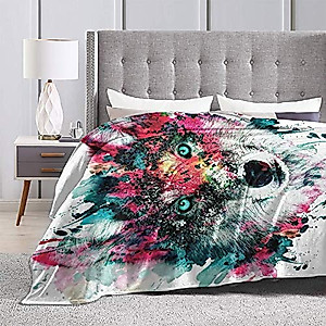 Cool Wolf Flannel Soft Blanket Bed Throw Fit Bed,Sofa, Lap - Warm Cozy Quilt All Season(M 60"X50" Inch)