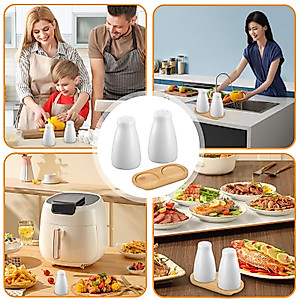 Ceramic Salt and Pepper Shakers Set: YIDM 2 Piece Set with a Bamboo Tray Ceramic Salt Shaker Ceramic Salt and Pepper Shakers Unique Salt and Pepper Set for Cooking, BBQ, Kitchen and Resturant Decor