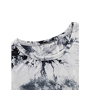 SweatyRocks Women's Round Neck Short Sleeve Casual Tie Dye Crop Top T-Shirt Grey XS