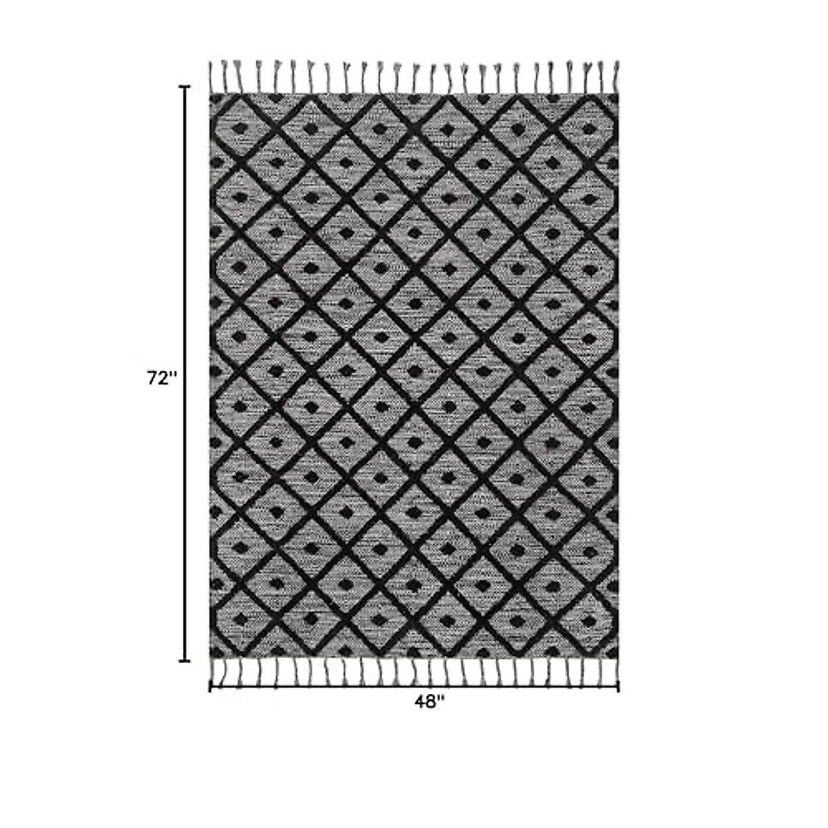 nuLOOM Jinny Moroccan Wool Tasseled Area Rug, 4x6, Dark Grey