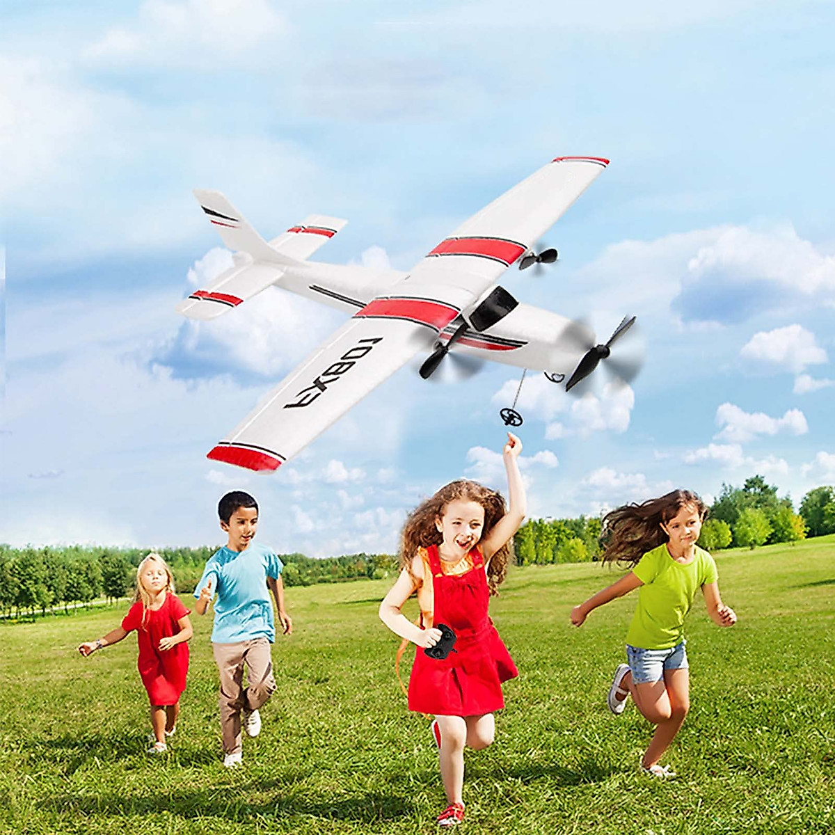 GoolRC FX801 RC Airplane, 2.4GHz 2CH Remote Control Airplane, EPP Foam RC Plane, Fixed Wing RC Aircraft, Easy to Fly RC Glider Toys for Kids, Boys and Beginners with 2 Batteries