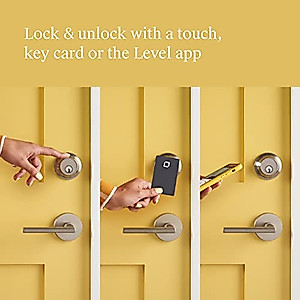 Level Home Inc. Level Lock Smart Lock Touch Edition - Smart Deadbolt for Keyless Entry Using Touch, Key Card or Smartphone, Bluetooth Lock, Compatible with Apple HomeKit, Satin Nickel