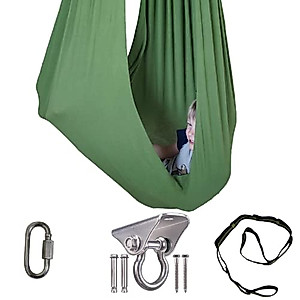 SENSORY4U Indoor Therapy Sensory Swing for Kids with Special Needs (Hardware Included) | Snuggle Cuddle Hammock for Kids with Autism, ADHD, Aspergers | Great for Sensory Integration (Sage Green)