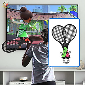 Switch Sports Game Accessories Bundle 9 in 1 Family Accessory Kits with Soccer Leg Straps Wrist Straps for Joy-con, Tennis Rackets, Golf Culbs, Sword for Nintendo Switch / OLED Sport Games