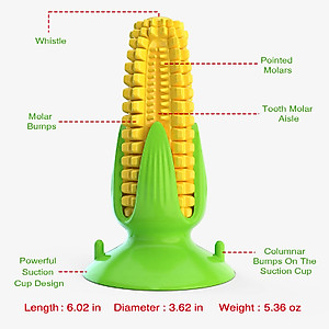 Z ZHIZU Dog Chew Toys Corn, Squeaky Dog Toys Puppy Toothbrush Teeth Cleaning Toys, Tough Chew Toys for Aggressive Chewers Dog Dental Oral Care Toy for Medium Large Dogs (Squeaky-Corn)
