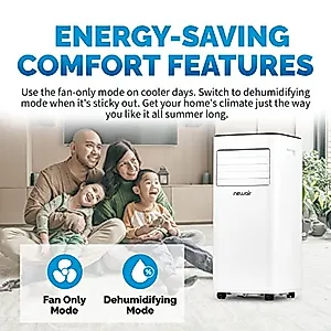 Newair Portable Air Conditioner | 10,000 BTU | White | Compact AC Design with Easy Setup Window Venting Kit, Self-Evaporative System, Quiet Operation, Dehumidifying Mode with Remote and Timer