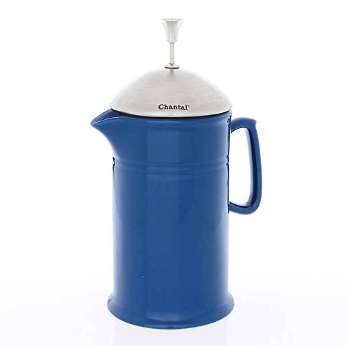 Chantal Stoneware French Press with Stainless Steel Plunger and Lid, 28 ounce capacity, Blue Cove