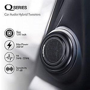 Cadence 1" Car Tweeters Pair Piezo Hybrid Q75T Replacement Speakers 400W, Modified Car High Fidelity Stereo Speaker Silk Dome Tweeter Car Audio