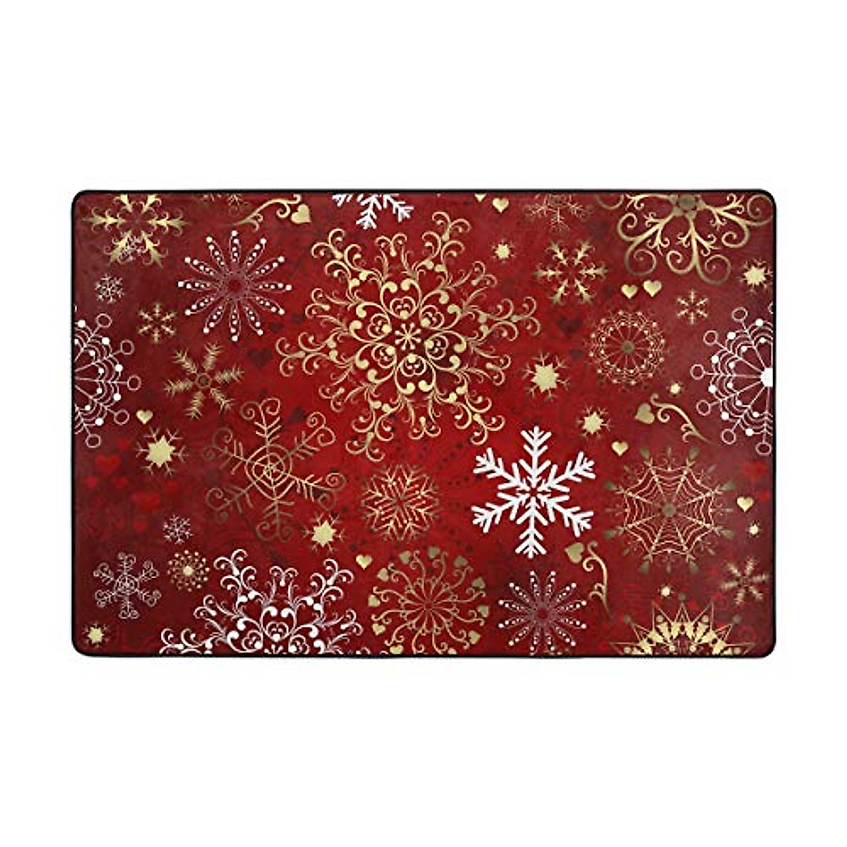 SUABO Christmas Area Rug, Red Snowflakes Non Slip Area Rug Nursery Rug Floor Mats Carpet for Living Dinning Room Bedroom Kitchen 2'x3'