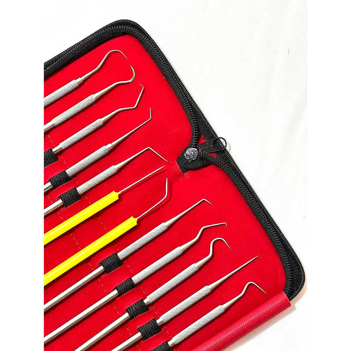 Premium Set of 12 Stainless Steel Precision Micro Probe Set Combo-Straight, Single, Short Double, Long Double, Triple and Hook Tips -Pick Tool Set 5.5"(14CM) (Set of 5 Each)
