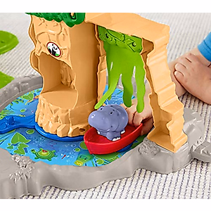 Fisher-Price Little People Toddler Playset Share & Care Safari 2-Ft Tall Toy with Lights Sounds & 7 Figures for Ages 1+ years