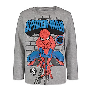 Marvel Avengers Spider-Man Toddler Boys 2 Pack Long Sleeve Graphic T-Shirts Gray/White 4T