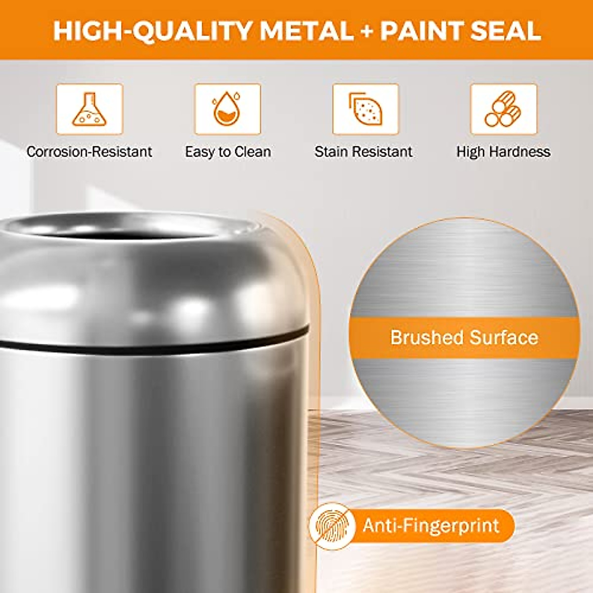 BEAMNOVA Bundle Metallic 15 x 31.5 in + Metallic 9.8 * 2.4 in Trash Can Outdoor Indoor Garbage Enclosure with Lid Inside Barrel Stainless Steel Industrial Waste Container
