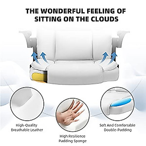 SEATZONE Home Office Desk Chair, High Back Ergonomic Managerial Executive Chairs, Swivel Adjustable Computer Chair, Headrest and Lumbar Support Desk Chairs with Wheels and Armrest, White