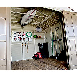 Duramax 0638801402145 Woodbridge Plus 10.5 x 8 Plastic Garden Shed with Foundation Kit & Fixed Window Brown-15 Years Warranty, 10x8, Brown & Ivory