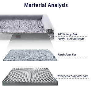 WESTERN HOME Orthopedic Dog Beds Extra Large Sized Dog, Pet Sofa Bed with Removable Washable Cover, Egg Foam Support, Bolster Cushion for Comfortable Sleep, Waterproof Lining and Non-Slip Bottom