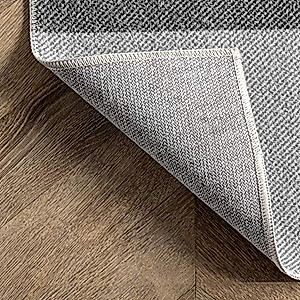 nuLOOM Lucy Machine Washable Farmhouse Buffalo Plaid Ultra Thin Area Rug, 3' x 5', Grey