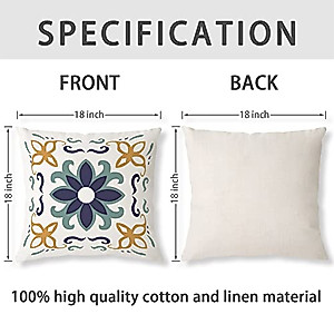 Outdoor Pillow Covers 18x18 Waterproof Outdoor Pillows for Patio Furniture Yellow and Blue Boho Outdoor Pillows Decorative Garden Cushion Couch Throw Pillows Covers Farmhouse Home Decor 