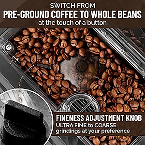 Zulay Magia Super Automatic Coffee Espresso Machine - Durable Automatic Espresso Machine With Grinder - Espresso Coffee Maker With Easy To Use 7” Touch Screen, 19 Coffee Recipes, 10 User Profiles