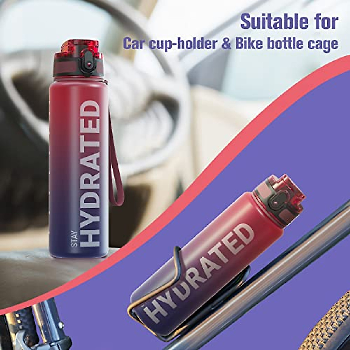 Sahara Sailor Water Bottles, 25oz Motivational Sports Water Bottle with Time Marker - Times to Drink - Tritan, BPA Free, Wide Mouth Leakproof, Fast Flow Technology with Clean Brush (1 Bottle)