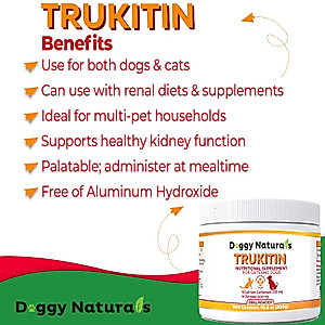 Trukitin Chitosin Based Phosphate Binder for Cats & Dogs – All Natural Human Grade Ingredients for Renal Support Supplement with Calcium Carbonate Oral Powder (Made in U.S.A)