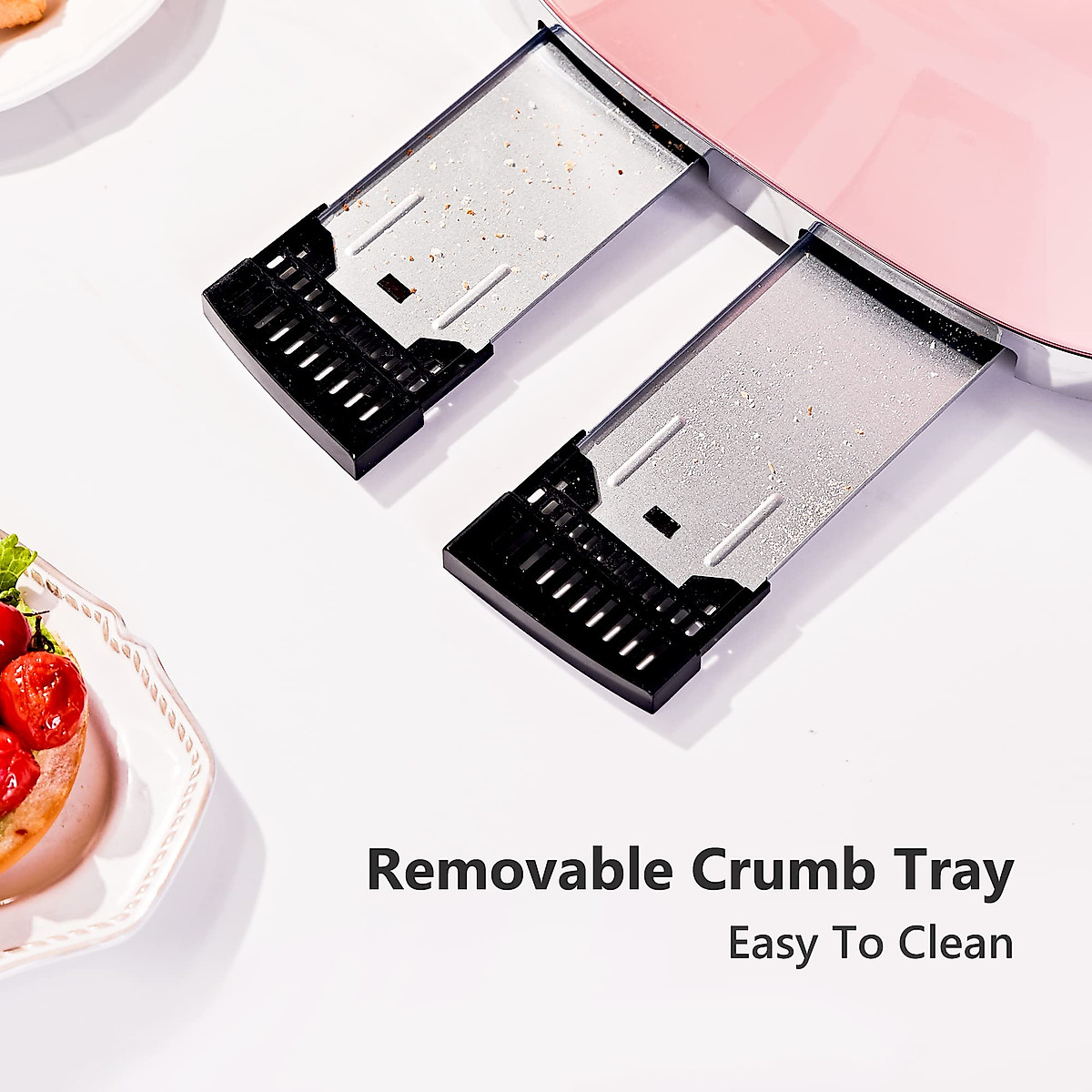 REDMOND 4 Slice Toaster Retro Stainless Steel Toasters with Bagel Defrost Cancel Function, 6 Browning Settings, Pink, ST033