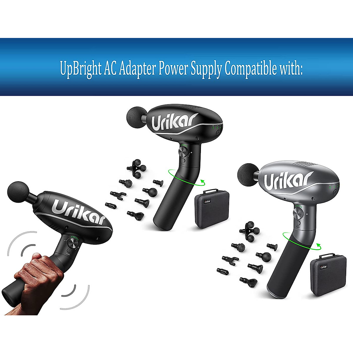 UpBright 16.8V 1A AC/DC Adapter Compatible with Urikar Pro 1 Pro 2 Pro1 Pro2 Heated Massage Gun Deep Tissue Muscle Massager 16.8VDC 37.4Wh 2600mAh Battery XSG-1901500HUS 19V 1.5A Power Supply Charger