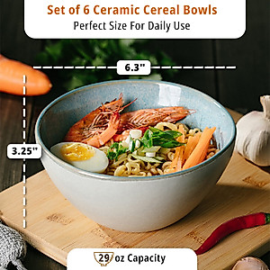 Brew To A Tea BTaT- Cereal Bowls, 29 Oz, 6 Pack, Colorful Bowl Set, Ceramic Bowls, Microwave Safe Bowls, Snack Bowls, Microwave Oatmeal Bowl, Cereal bowl, Dessert Bowls…