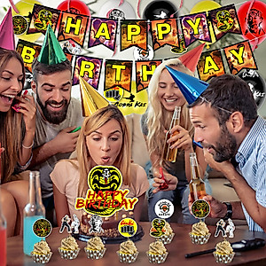 90Pcs Cobra Kai Birthday Party Supplies,Cobra Kai Swirls Party Decoration ,Cobra Kai Birthday Party Banner for Kids Teens Themed Birthday Party Decor Supplies