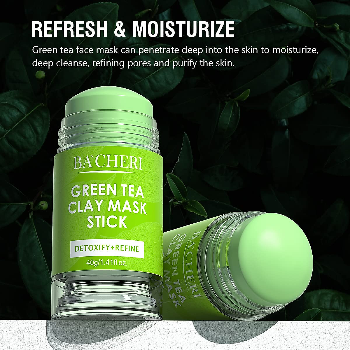 BACHERI Green Tea Mask Stick, Blackhead Remover Mask with Green Tea Extract, Green Mask Stick for Deep Pore Cleansing, Moisturizing, Oil Controlling