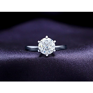 SAVEARTH DIAMONDS 1 1/2 ct. t.w 7.5MM Round Cut Lab Created Moissanite Diamond Solitaire Engagement Ring For Women In 10K Solid White Gold (VVS1 Clarity, 1.50 Cttw)-6