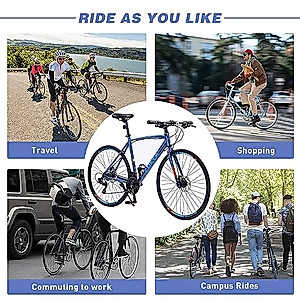 MAKELEN Road Bike for Men and Women Alloy Frame City Bicycle 700 c Wheel Set / 24 Speed/Disc Brake Navy&Blue