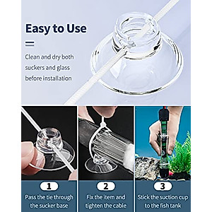 Pawfly 20 Pack Aquarium Suction Cups and 40 Pieces Adjustable Zip Ties Cables Set Fish Tank Tools for Binding Moss Holding Airline Tubing Decorations Shrimp Nests and Reptile Hammocks