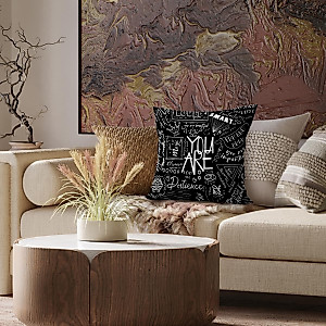 THDSE Inspirational Groovy Throw Pillow Covers, Positive Quotes Throw Pillow Covers 18x18, Black Trendy Pillow Covers for Living Room Bedroom Dorm Sofa Decor, Gifts for Girls Women