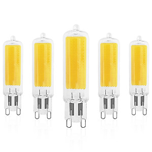 LUXRITE G9 LED Bulb Dimmable 4.5W, 50 Watt T4 G9 Halogen Equivalent, 5000K Bright White, 450 Lumens, Glass G9 Bi Pin Base, 320° Beam Angle, ETL Listed (5 Pack)