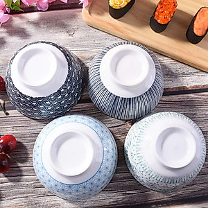 BOSILI Japanese Style Ceramic Rice Bowls set of 4 Color For Dessert Snack Cereal Soup